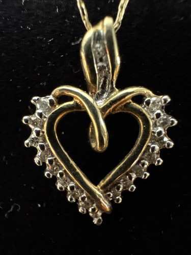 Vintage ADL 10k & Diamond Heart Pendant 22” Necklace TW 1.7g | eBay