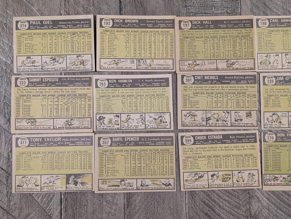 1961 TOPPS BASEBALL CARD O'TOOLE KC ATHLETICS HALL ESTRADA ESPOSITO LOT ...