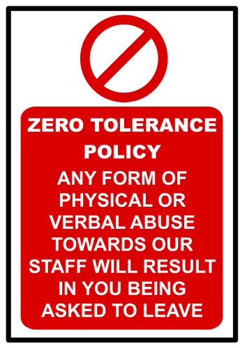 Zero Tolerance Warning Self Adhesive Sticker | eBay UK