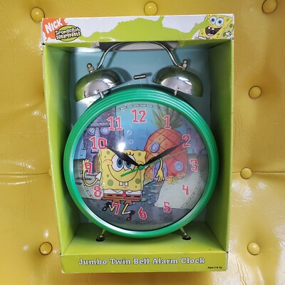 SpongeBob Squarepants jumbo twin bell Alarm Clock 2005 NEW | eBay