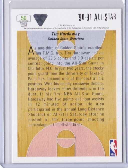 1991 Upper Deck Tim Hardaway Golden State Warriors #50 All Star HOF ...