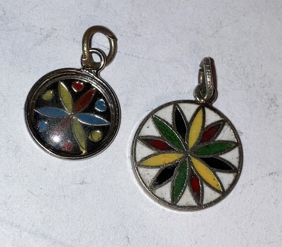 Lot Of 2 Hex Sign Sterling Silver Enamel Pendant Charms Hoffman Etc | eBay
