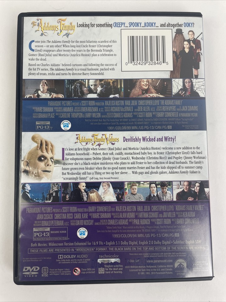 The Addams Family / Addams Family Values 2 Double Feature Movie ...