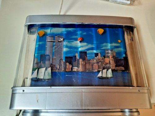 Vintage 90s Retro Motion Fish Lamp Pre 9/11 New York Cityscape Twin ...