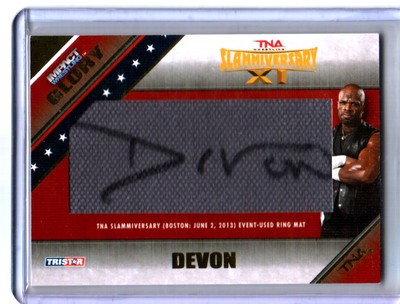 TNA Devon Dudley 2013 GLORY GOLD Slammiversary Mat Relic Autograph Card ...