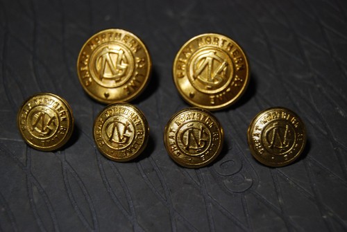 Lot of Great Northern Railroad Gold Tone Metal Uniform Buttons Superior ...