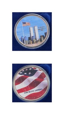 2001 American Silver Eagle (ASE) 9/11 Double Sided Colorized Coin 1 Oz ...