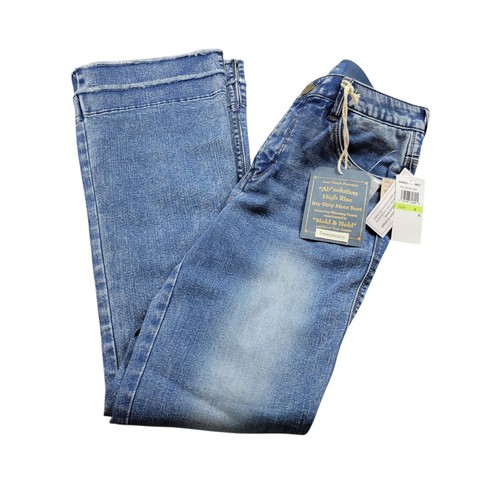 Democracy Jeans Womens 4 Itty Bitty Boot Blue Stretch Raw Hem Tags | eBay