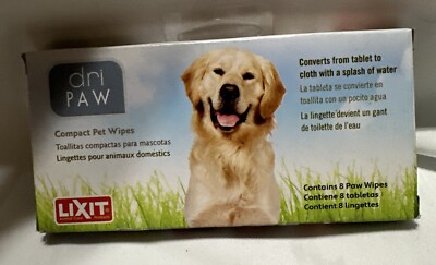 Dri Paw Compact Pet Wipes Lixit Clean Dogs Paws 8 Tablets Great For On ...
