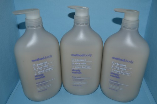(3) Method Body Coconut Rice Milk Shea Butter Simply Nourish Body Wash ...