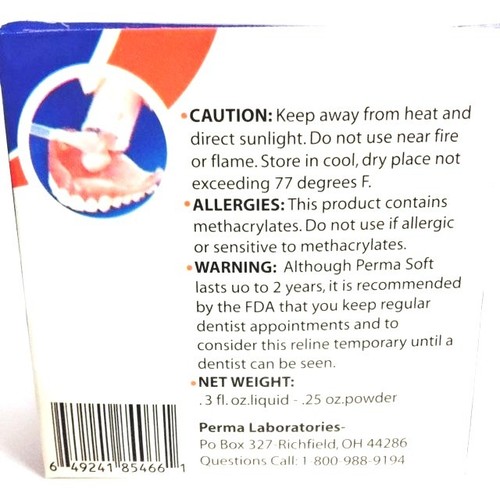 Perma Soft Denture Reliner Kit --1 Kit -Reline for UPPER or LOWER ...