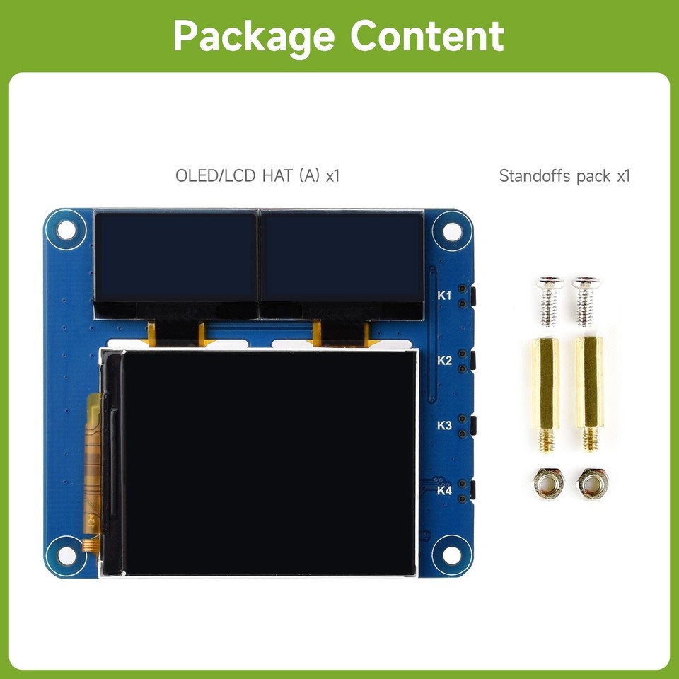 Waveshare Raspberry Pi OLED/LCD HAT 2inch IPS LCD, 0.96inch Blue OLED ...