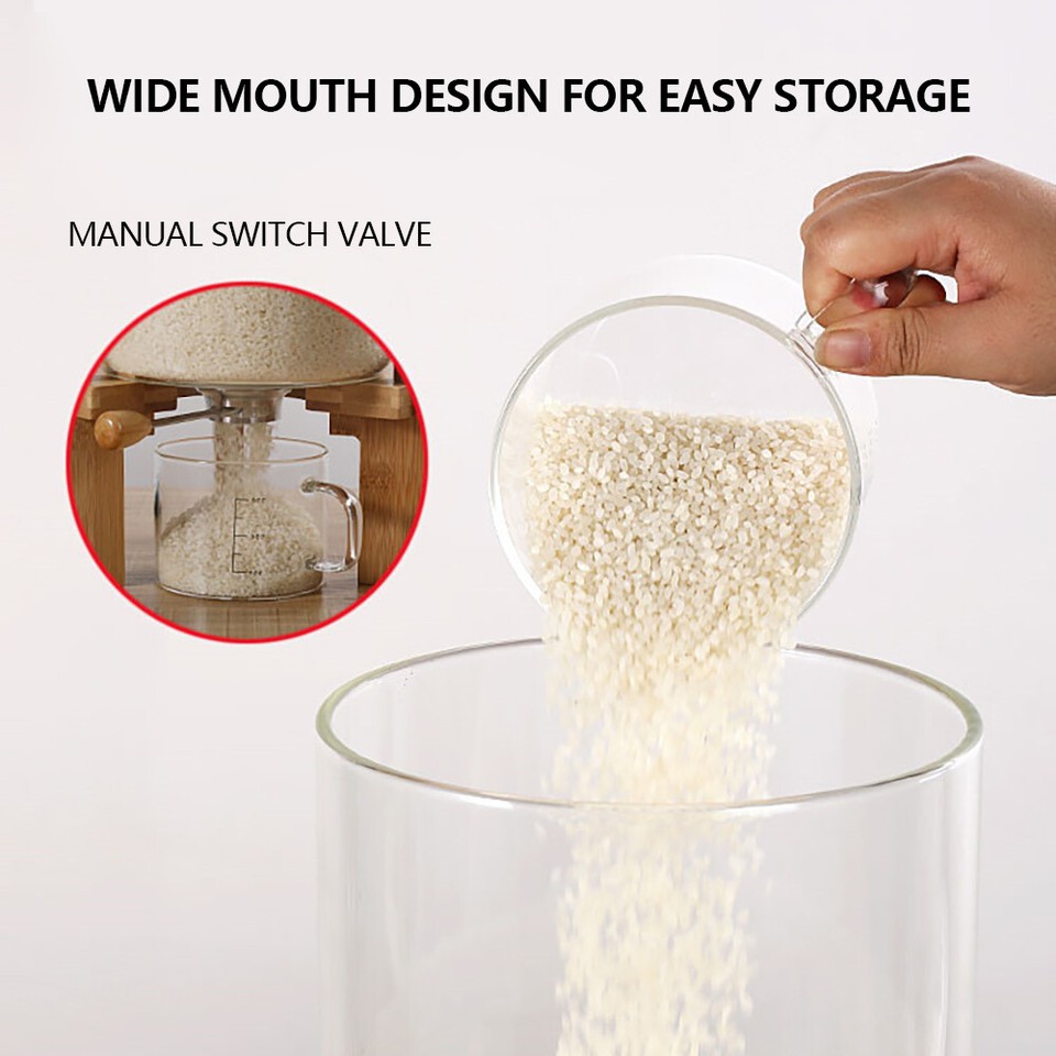 Cereal Storage Dispenser Rice/Grain Dry Food Glass Container 5L/7.5L ...