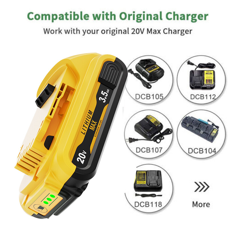 Pack For DEWALT DCB201 20V 20 Volt Max Lithium-Ion Compact Battery ...