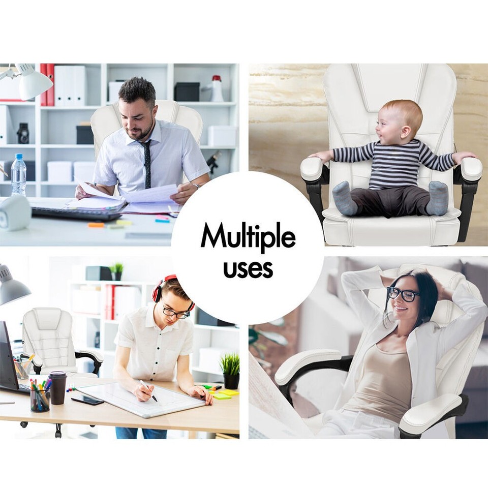 ELFORDSON Massage Office Chair Padded High Back Recliner Footrest ...