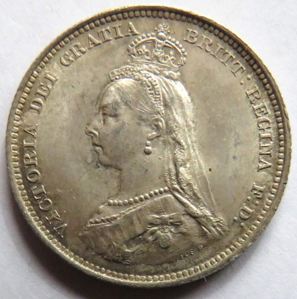 1887 Queen Victoria Jubilee Head Silver Shilling Coin - Great Britain ...