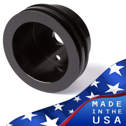 Black Small Block Chevy Crankshaft Pulley V-Belt 2V Crank LWP SBC 350 ...