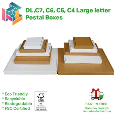 Royal Mail PIP Large Letter Boxes C4 C5 C6 C7 DL Postal Box FSC ...