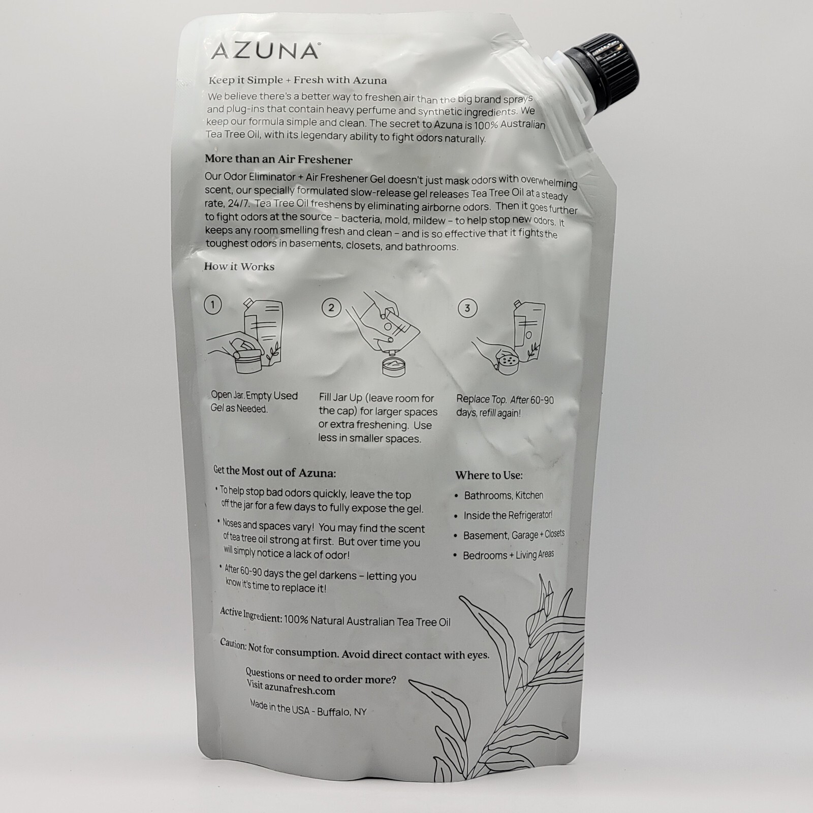 Azuna Odor Eliminator + Air Freshener Gel Refill 8 oz AMALFI BREEZE ...