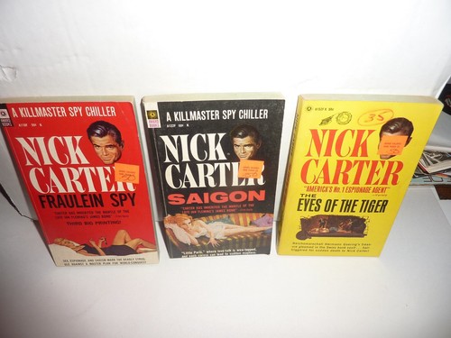 NICK CARTER 3 Vintage PB Lot Award Books 1960's Eyes of the Tiger ...
