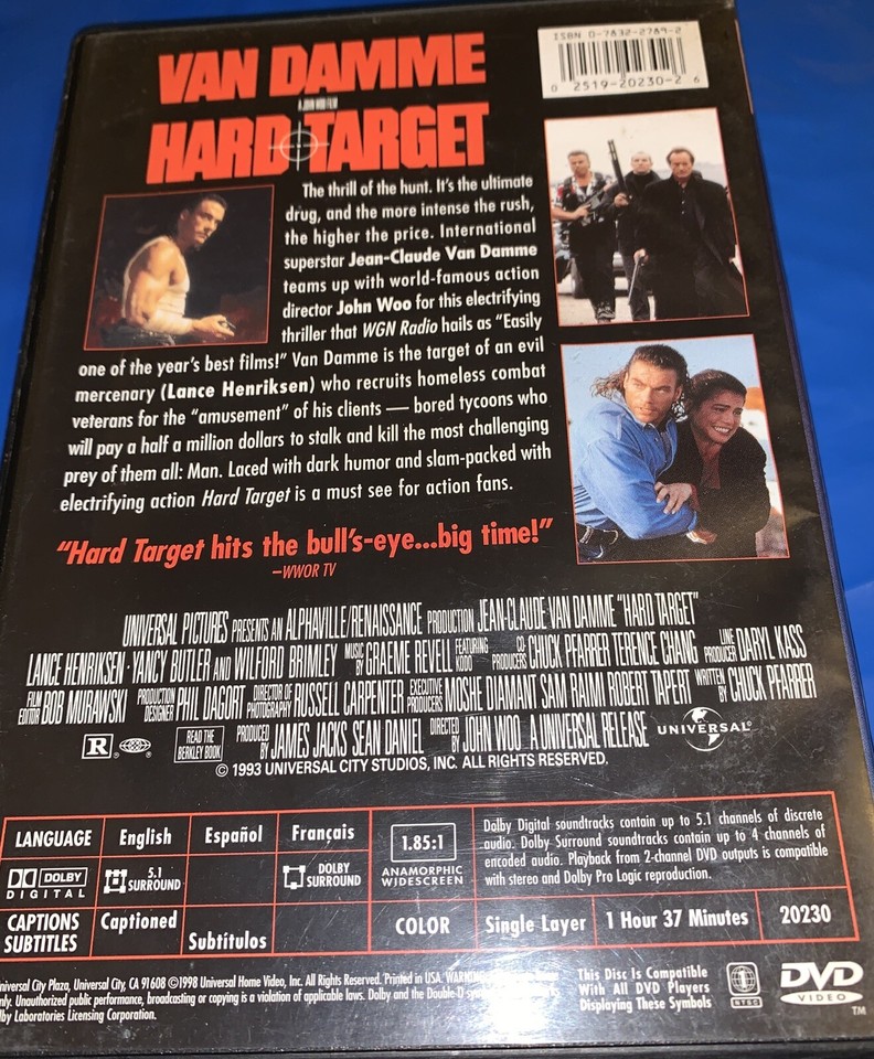 Hard Target - DVD By Jean-Claude Van Damme, Lance Henriksen 25192023026| eBay