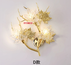Creative Maple Leaf Wall Lamp Lights Gold Living Room Bedroom Crystal ...