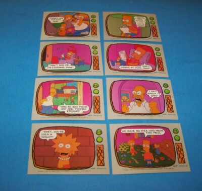 The Simpsons Trading Cards Vintage 1990 ( Mixed Lot of 8 Cards As Shown ...
