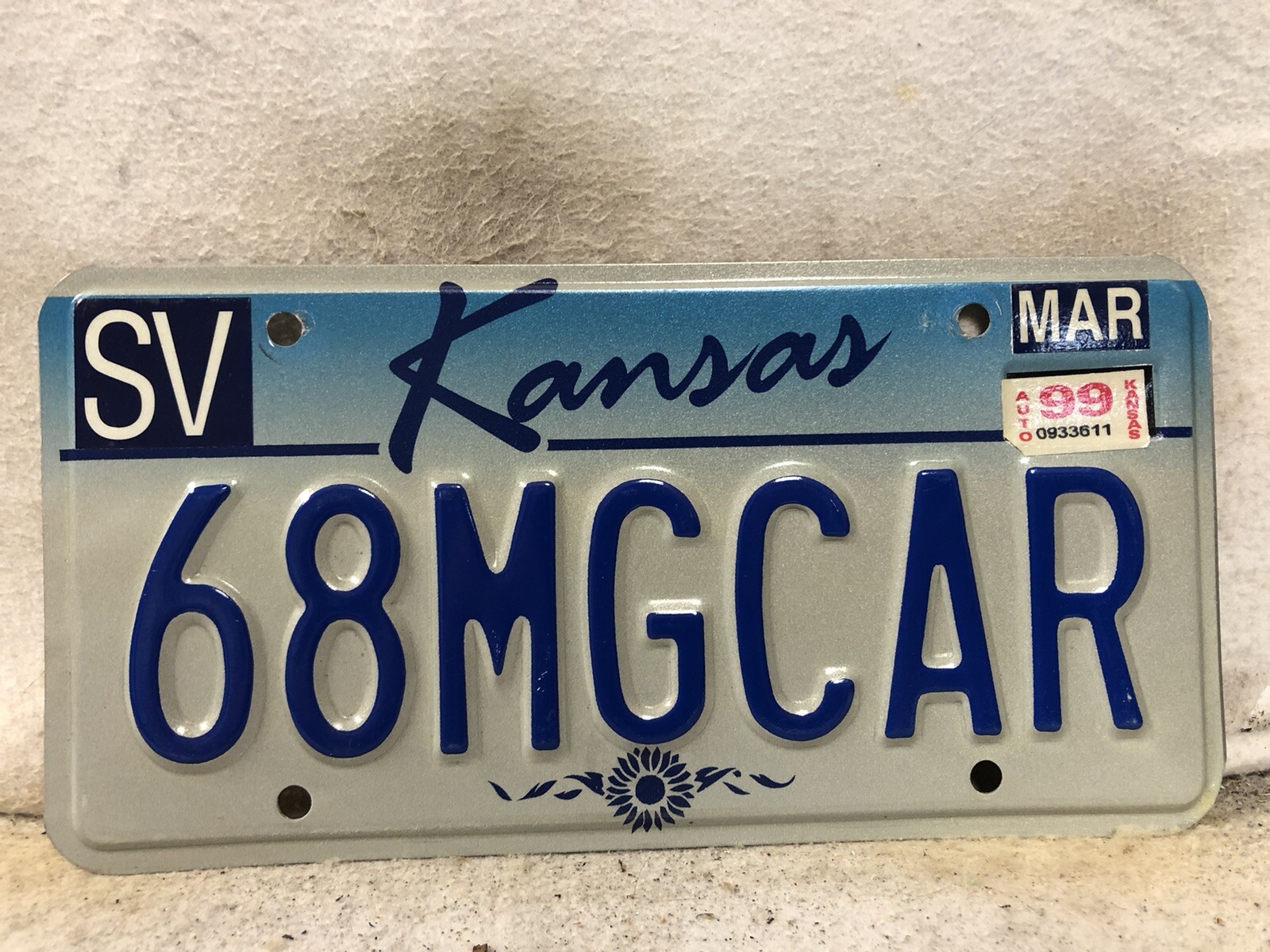 1999 Kansas Vanity License Plate “68MGCAR” | eBay