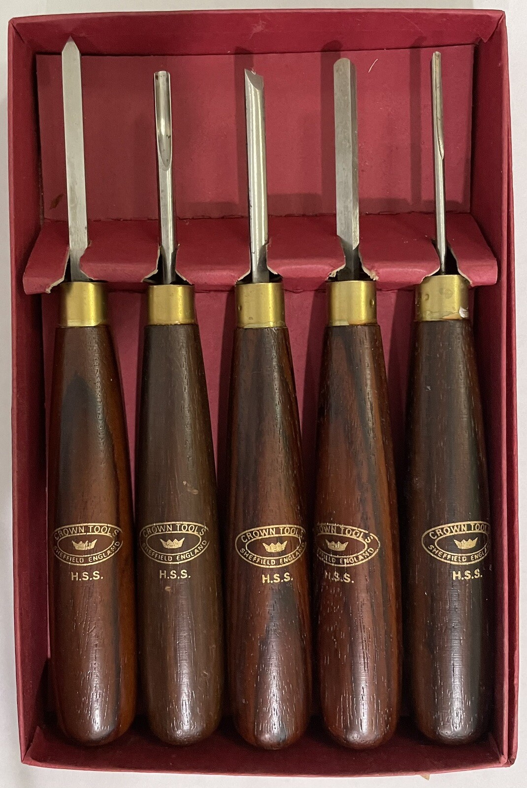 Crown Tools England 5 Piece Woodturning Hand Tool Set Vintage Wood ...