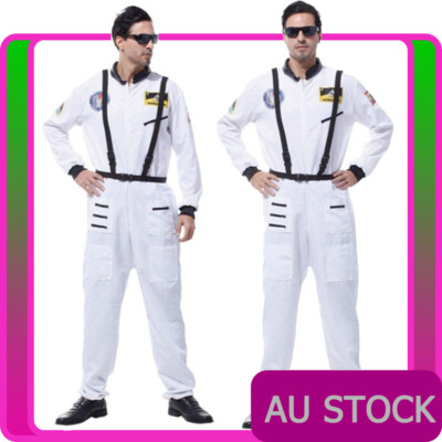 Mens White Astronaut NASA Costume Spaceman Space Man Jumpsuit Uniform ...
