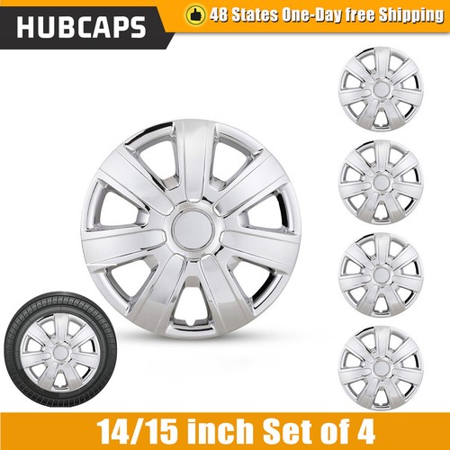 Set Of 4 Chrome 14" 15" Inch Hubcaps For Universal Wheel Cover Tire ...