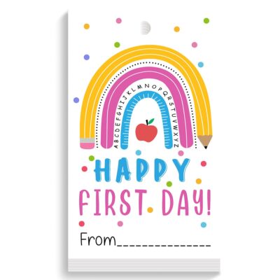 Back to School Gift Bag TagsCute Rainbow Happy First Day of School Gift ...