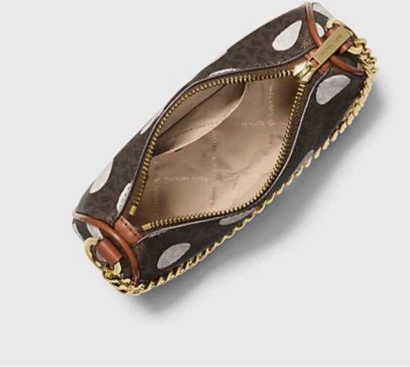 NWT Michael Kors Carmela Small Polka Dot Signature Logo Pochette Brown ...