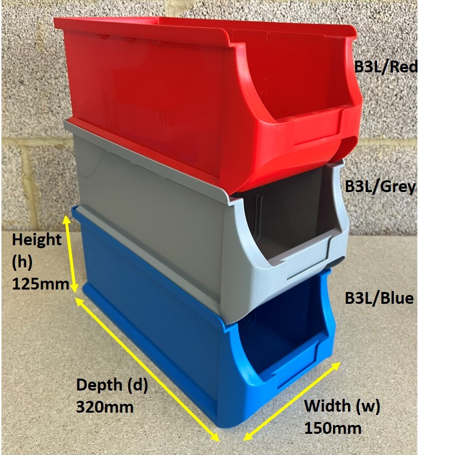 Hanging stacking plastic parts storage lin bins boxes garage workshop ...