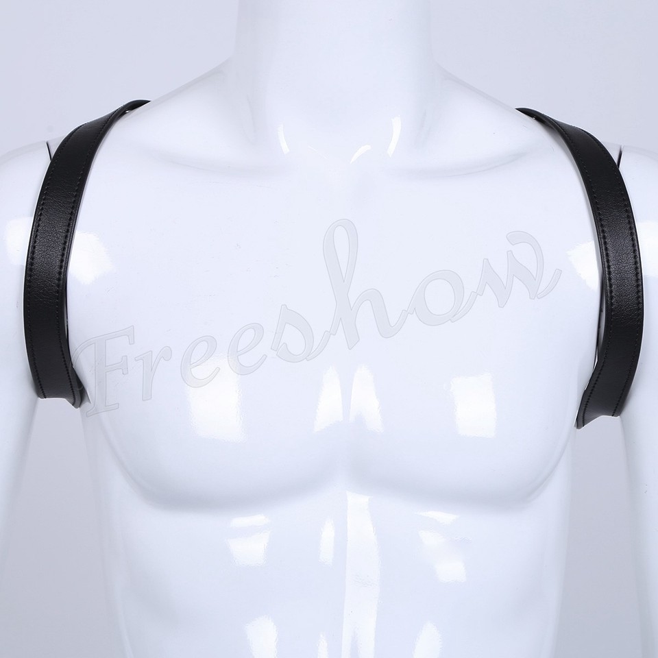 Mens Leather Body Chest Harness Clubwear Restrain Belt Costume Strap ...
