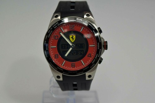 Ferrari World Time Black Rubber Red Multifuction FE05ACCRD Watch | eBay