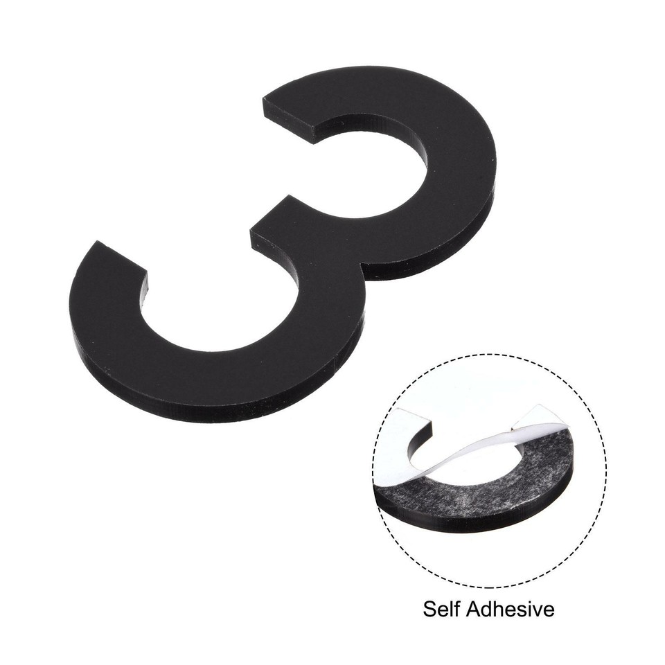3D Self Adhesive House Number 50mm/1.97" Acrylic Address Sign Black ...