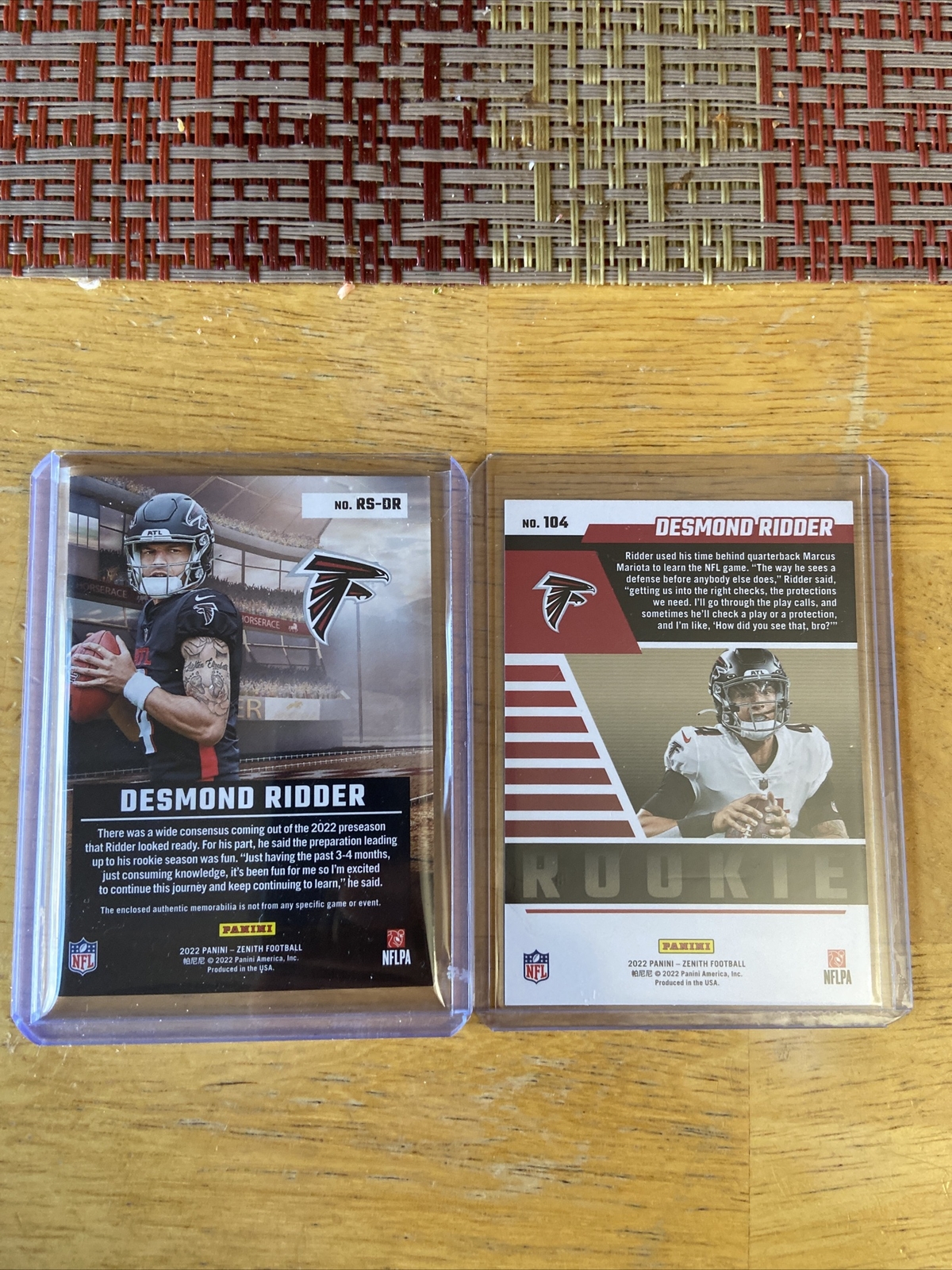 2022 Panini Zenith Desmond Ridder RC lot/2 Stallions jersey patch/Red ...