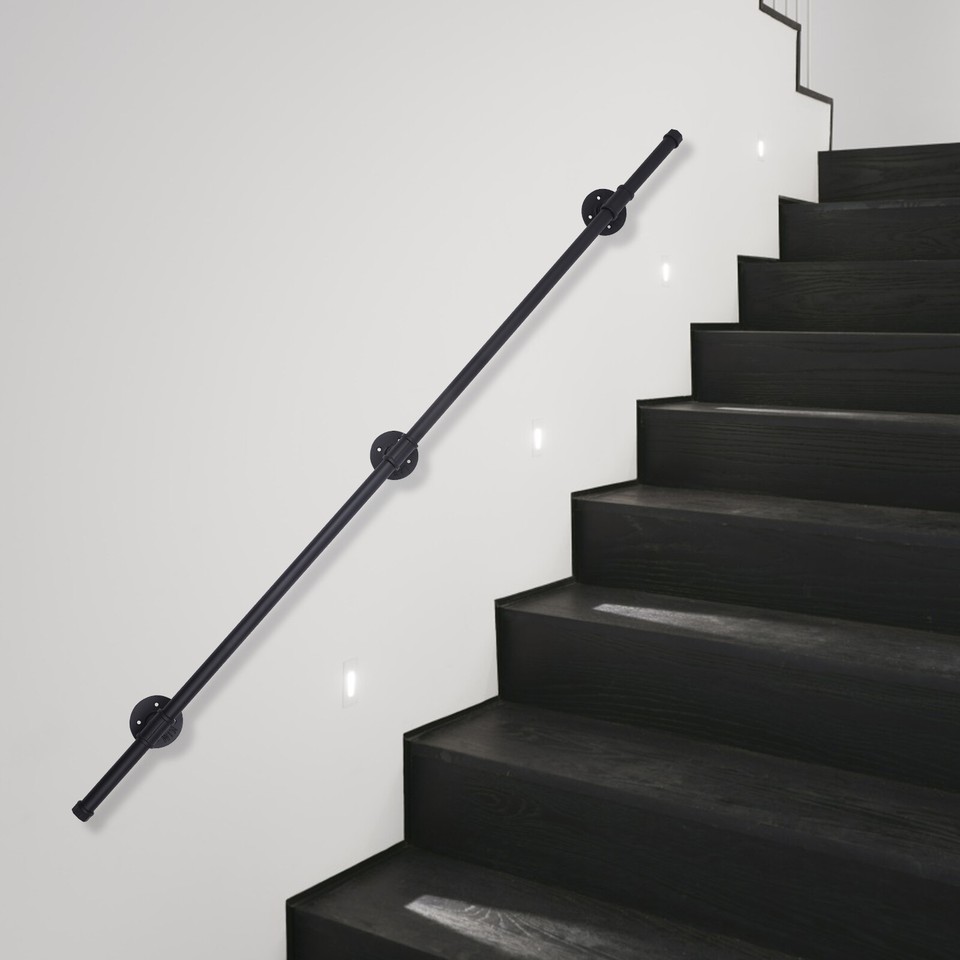5 FT Pipe Stair Handrail Staircase Handrail Cast Iron for Wall Mount ...