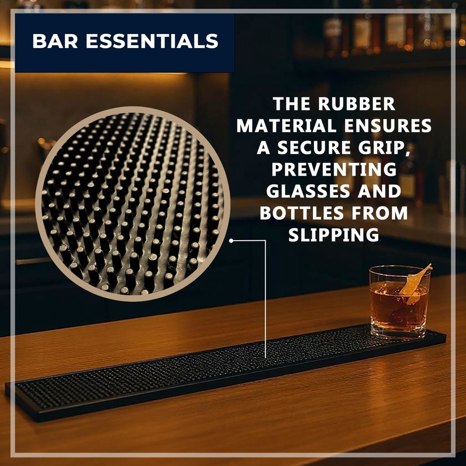 Long Rubber Bar Mat 27" Black, Bar Shelf Drip Tray Mat, Drinks Mat ...