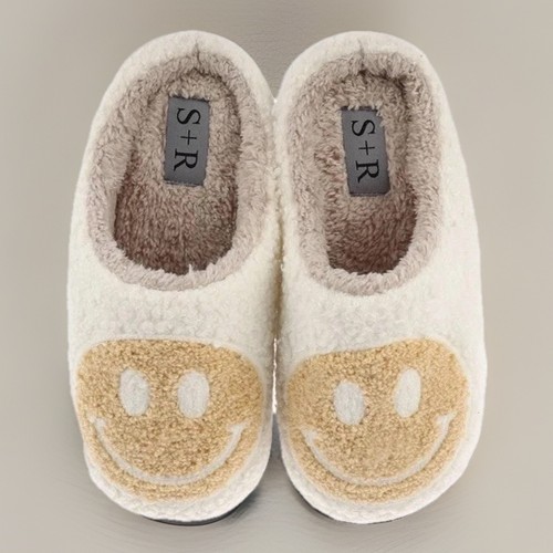 NEW- Women’s Smiley Face Slippers Cozy Slide Slipper- LARGE -Size 9 ...