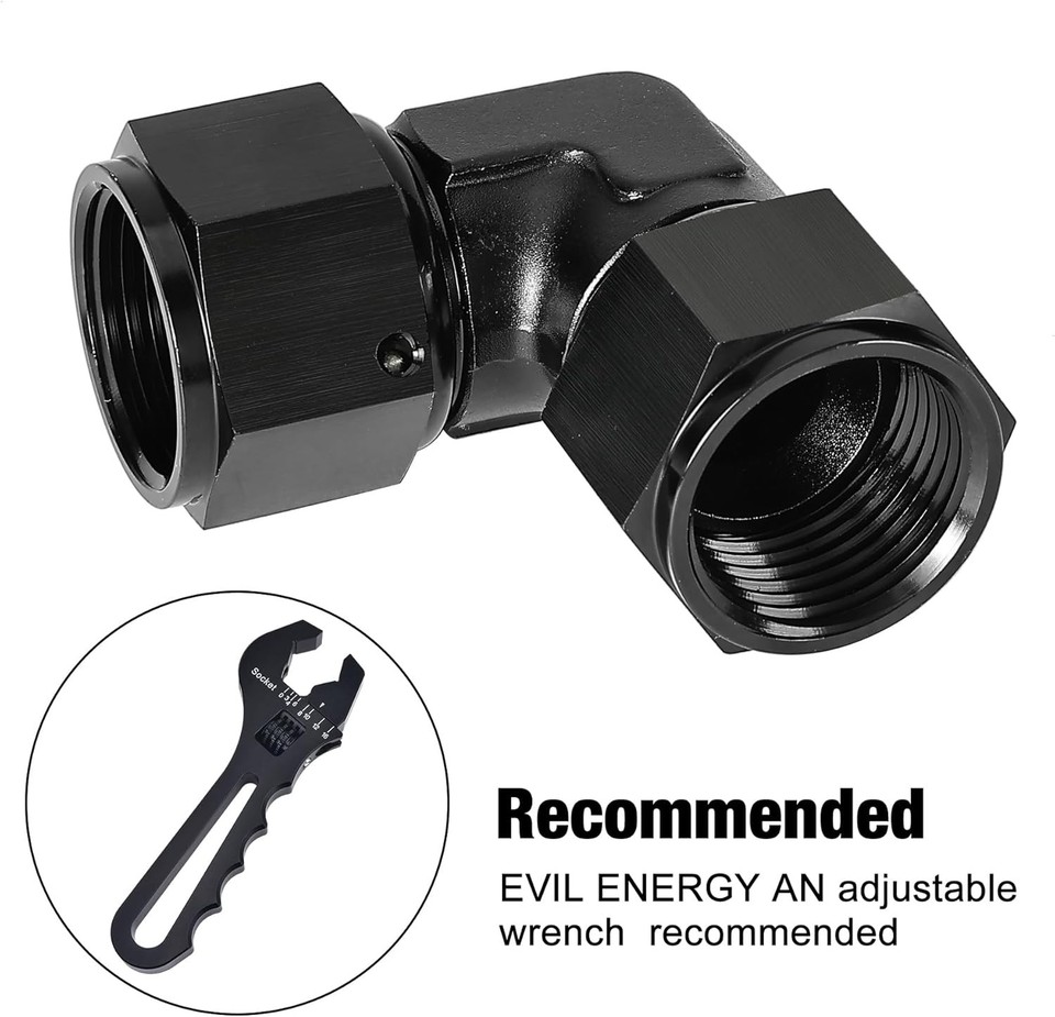 12AN Female & 12AN Female 90 Degree Low Profile Fitting Adapter ...