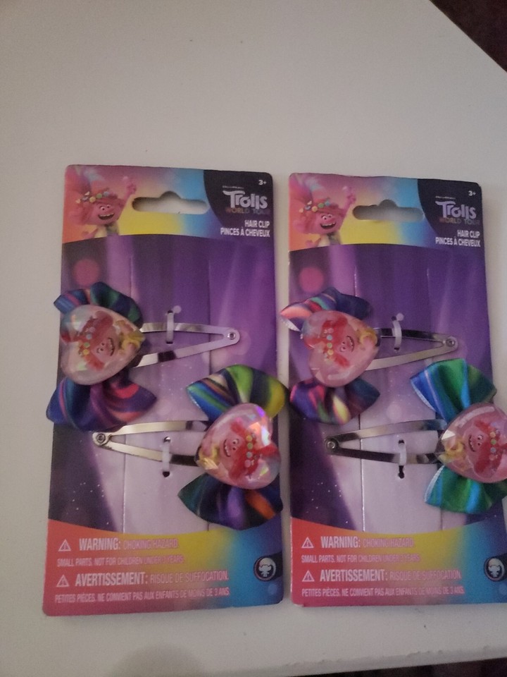 Dreamworks Trolls World Tour 4 Hair Clips w/Bows 2 Packs | eBay