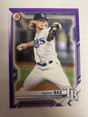 2021 Bowman Prospects Purple Border Shane Baz #BP-134 200/250 TB Rays ...