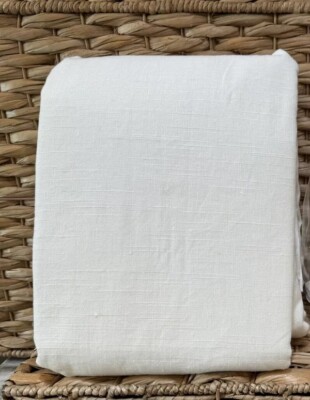 Pottery Barn Emery Linen Curtain IVORY Cotton Lined Double Wide 100" x ...