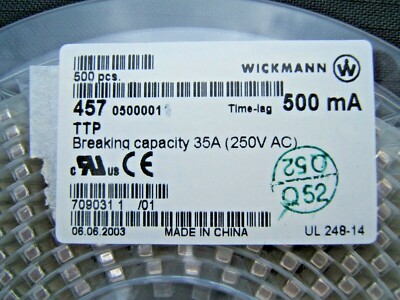LITTELFUSE / WICKMAN 4570500001 SURFACE MT,FUSE 500 PC REEL.NOS 500 MA ...