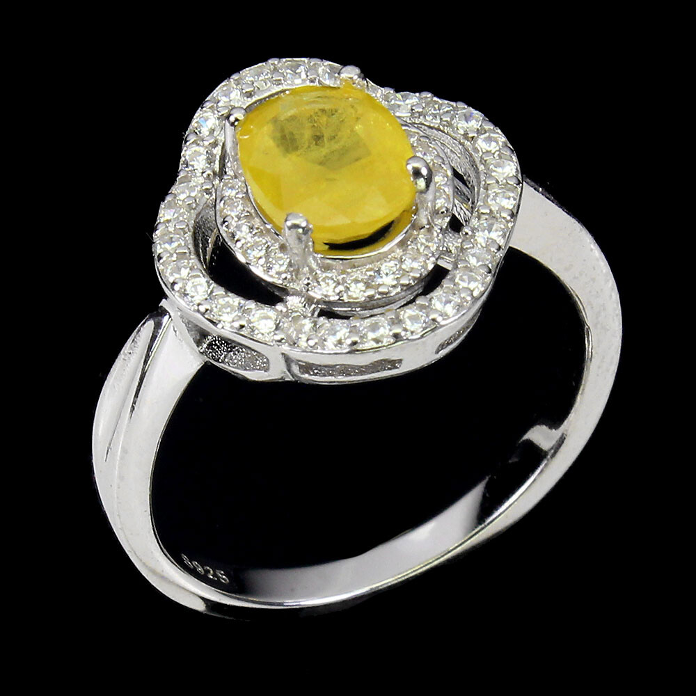 Heated Oval Yellow Sapphire 8x6mm Simulated Cz 925 Sterling Silver Ring ...