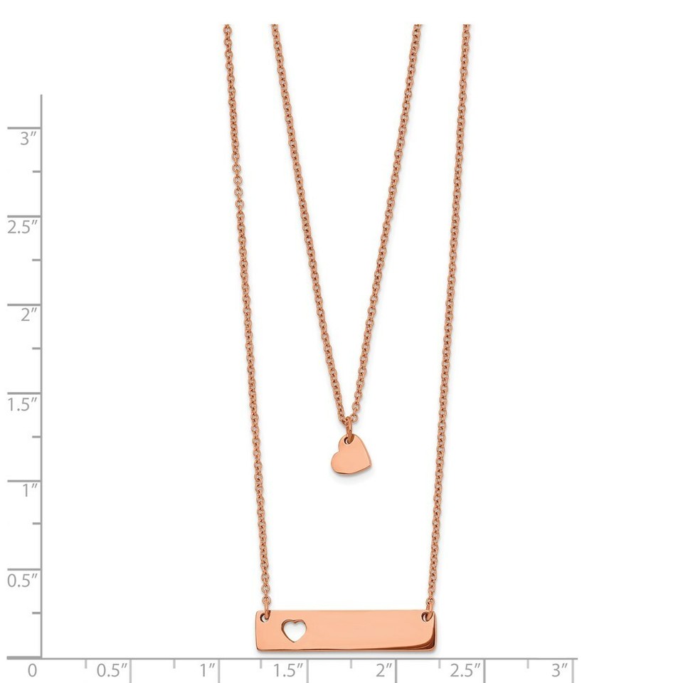 Stainless Steel Rose Ip-plated Heart Bar Multi-strand 1.5in ext ...
