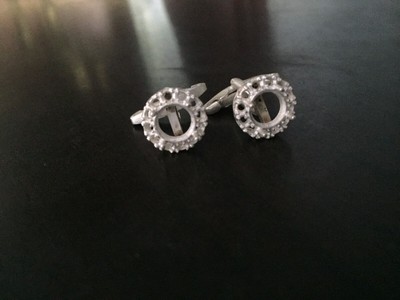 925 Sterling Silver Cufflinks Stone Size 8 mm Round Semi Mount Setting ...