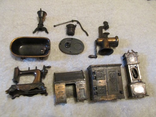 Durham Industries Metal Miniatures Lot Vintage Doll House Furniture ...